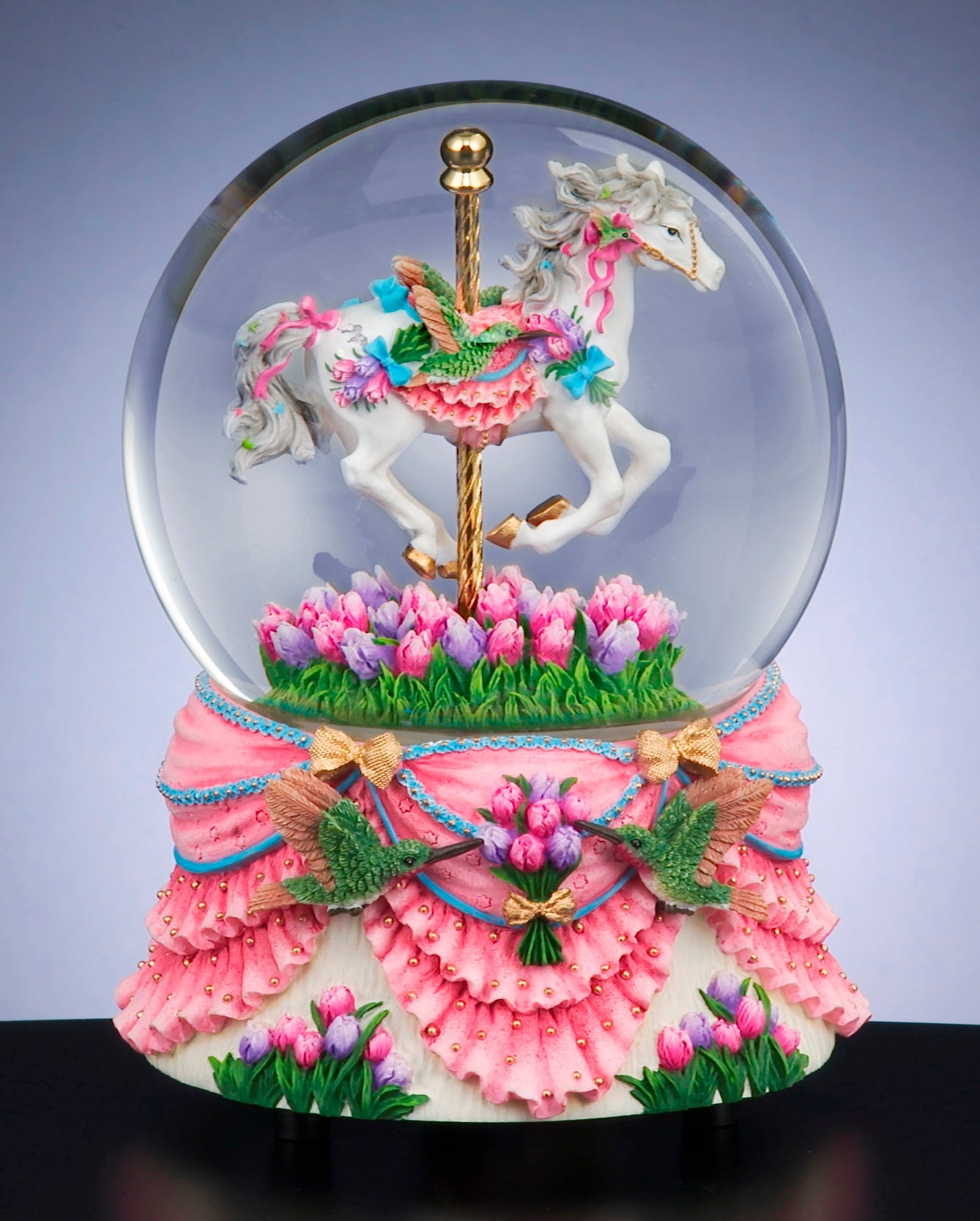 Hummingbird Carousel Water Globe - San Francisco Music Box Company